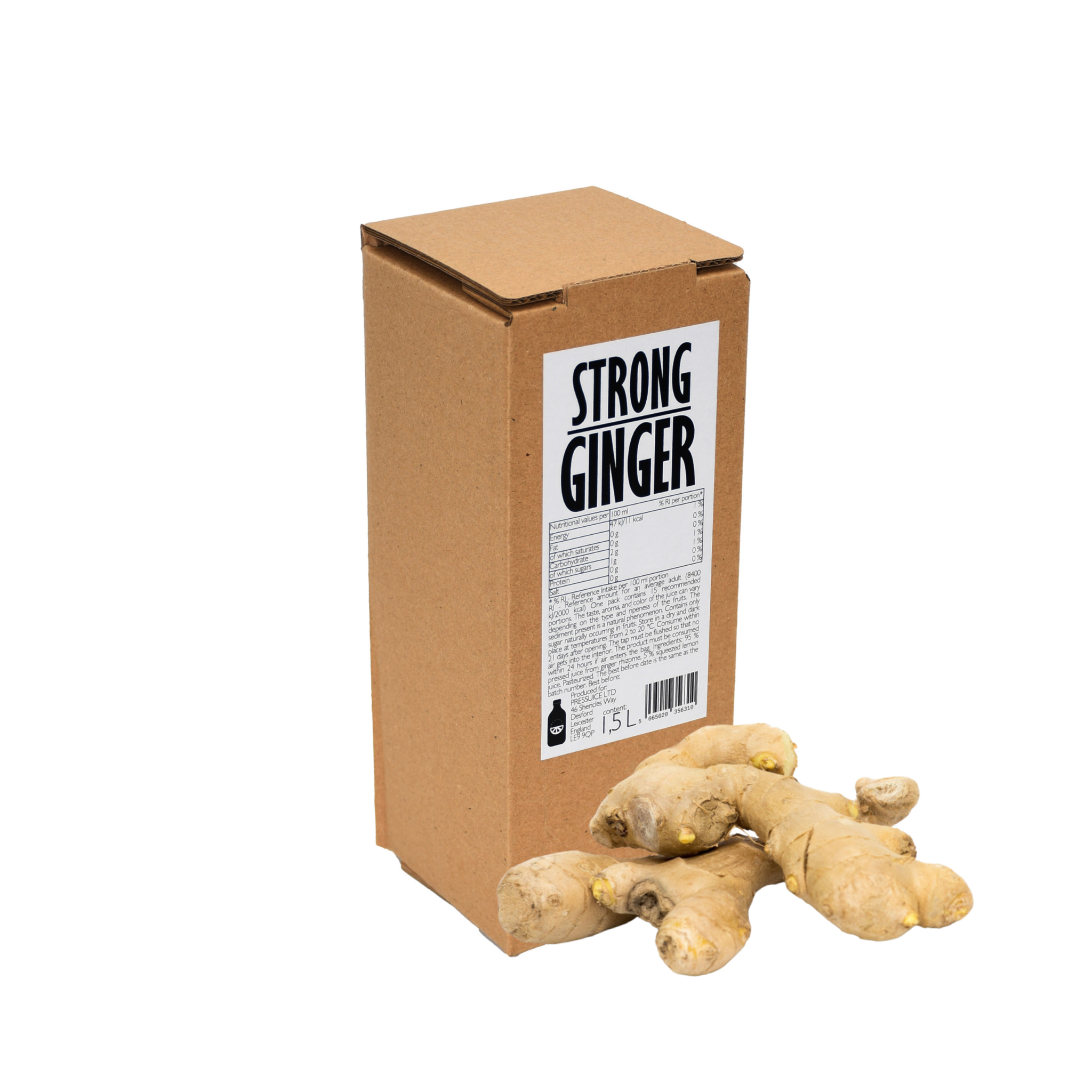 Strong Ginger Juice, 100% Vegetable & Fruit-Based, 1.5L - pressuice.co.uk